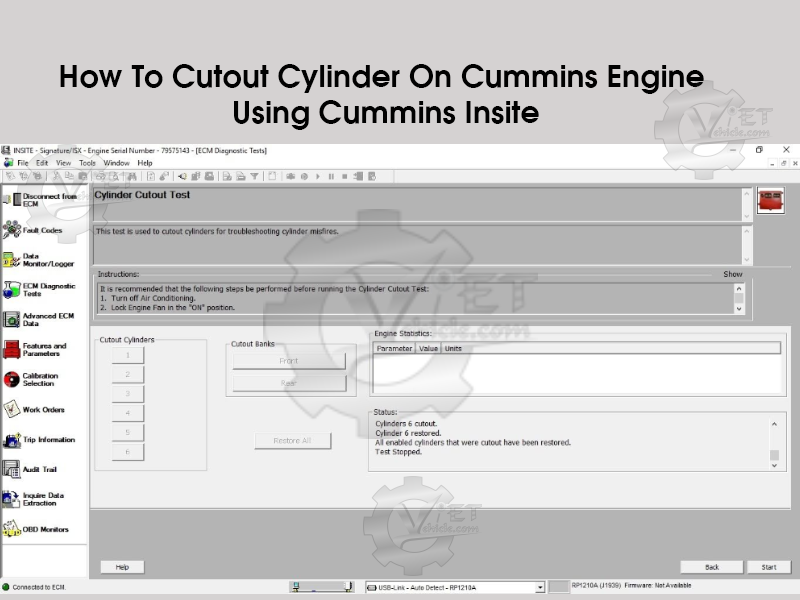 How To Cutout Cylinder On Cummins Engine Using Cummins Insite